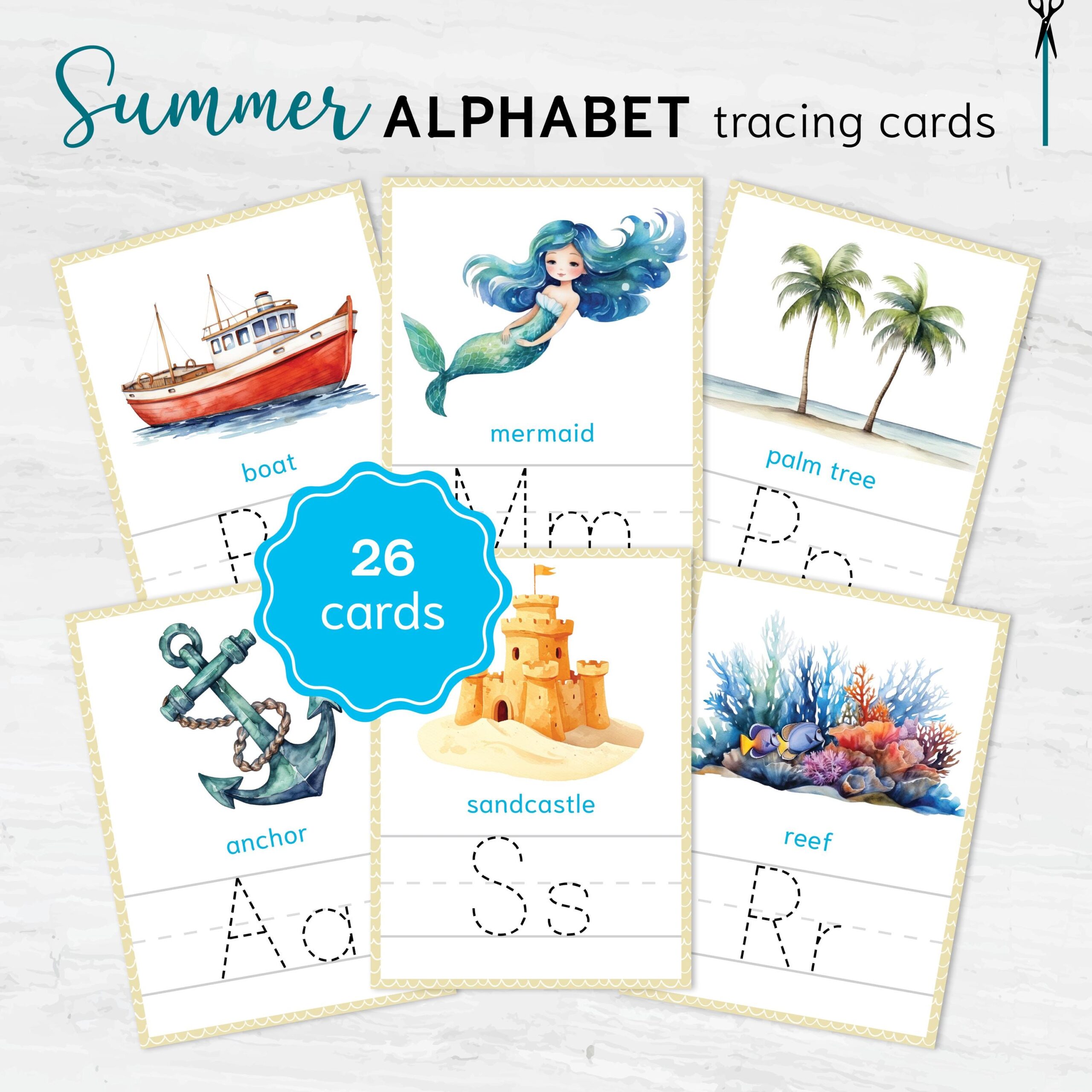 Alphabet Tracing Worksheet – Printable Summer-themed Letter Learning ...
