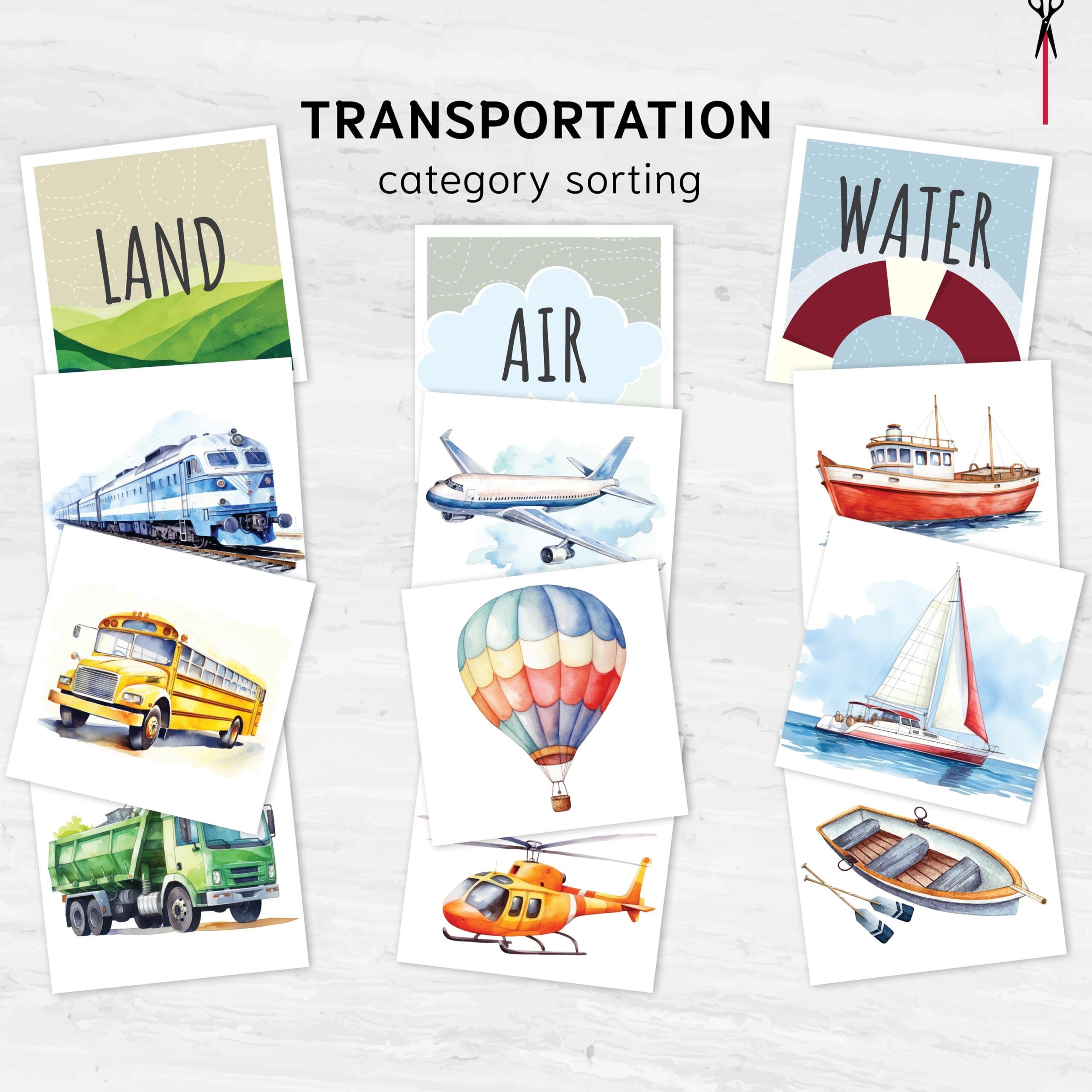 Watercolor Produce Sorting Activity: Montessori Preschool Printable ...