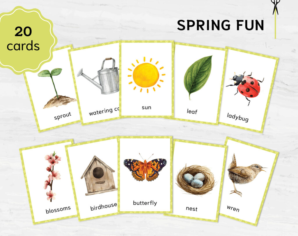 Printable Spring Flashcards: Montessori Vocabulary Materials for ...