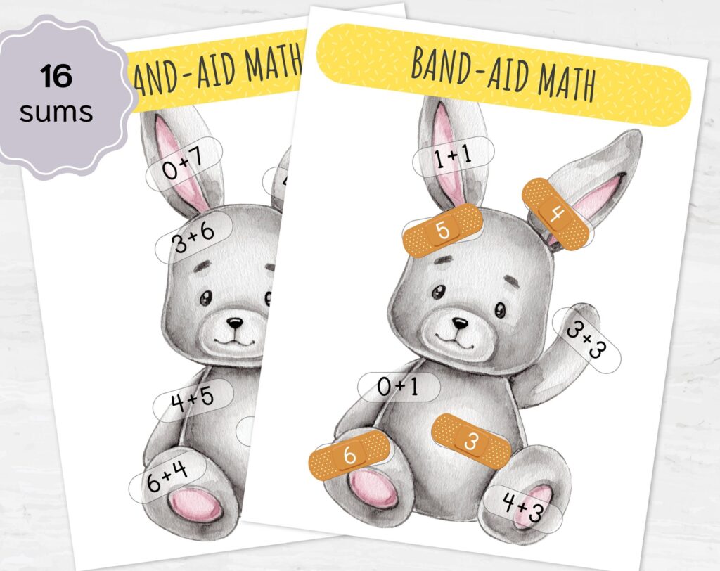 Addition math worksheet practice. Printable math game, Preschool math ...