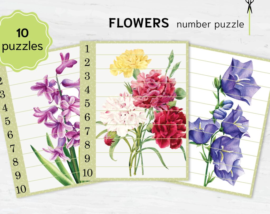 Flowers Number Puzzle – Fun Counting Activity for Kids. - Montessori ...