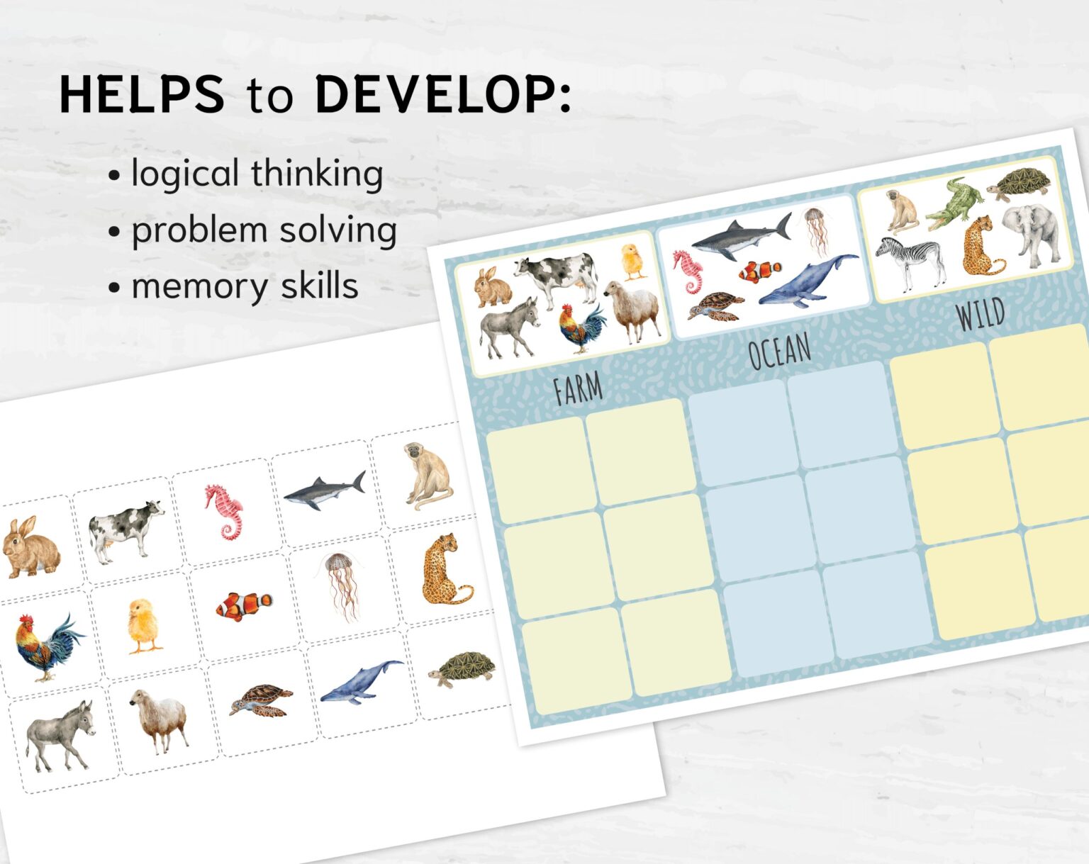 Preschool Animal Sorting activity. Printable Montessori math study ...