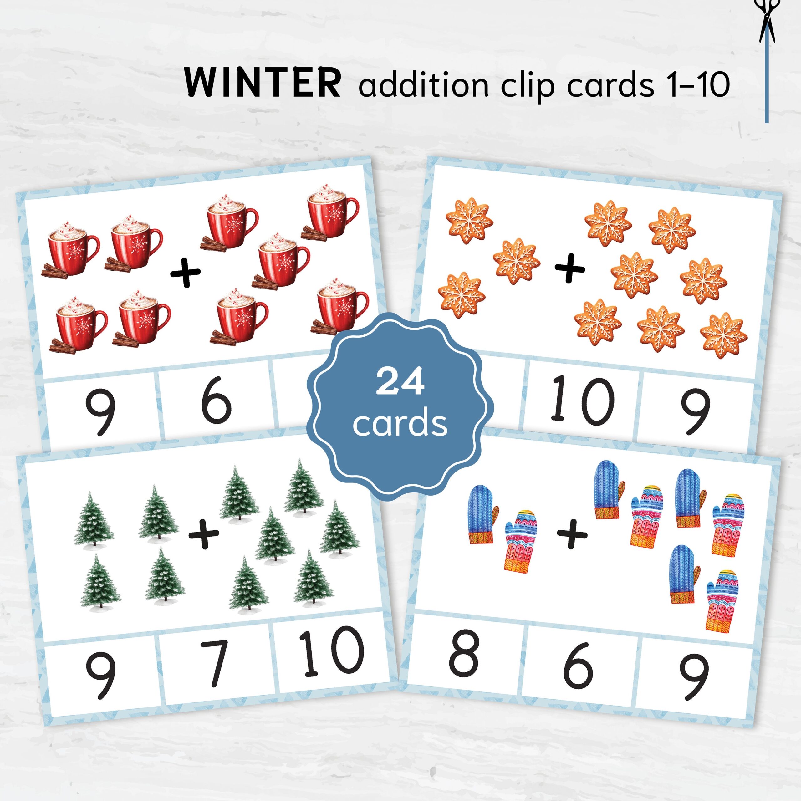 Winter Addition Clip Cards: Montessori Math Printable (Digital Download ...